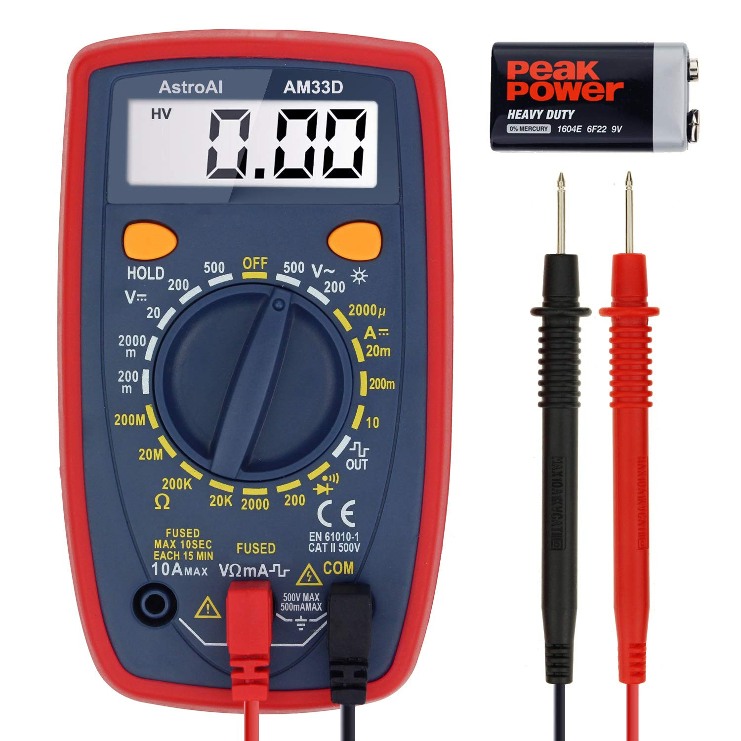 AstroAI Multimeter 2000 Counts Digital Multimeter with DC AC Voltmeter ...